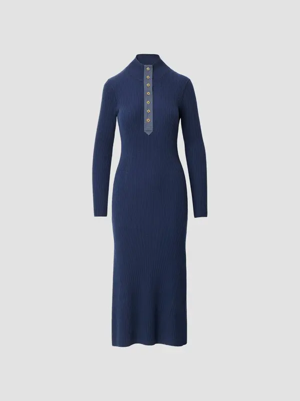 Rag & Bone Lucy Rib-knit A-line Midi Dress - Navy