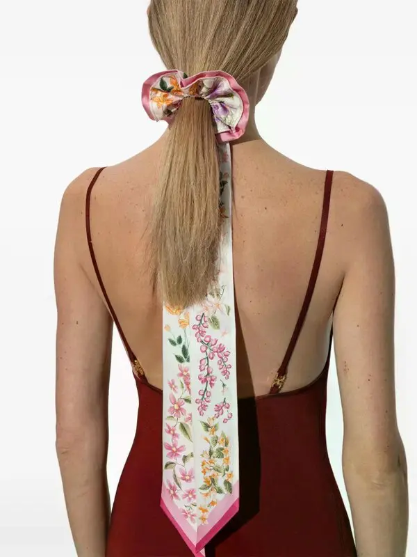 FERRAGAMO Spring-print Silk Scrunchie With Mini Bandeau