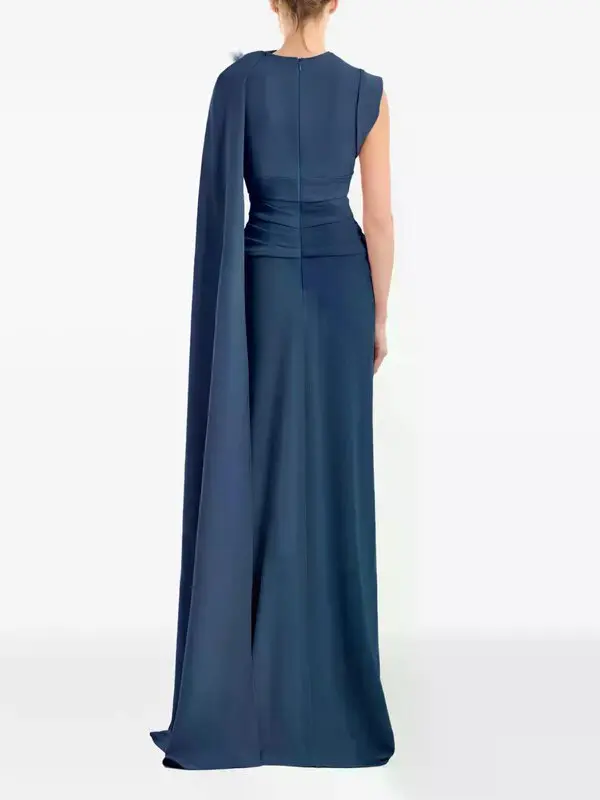 GEMY MAALOUF Feather-embellished Draped-detail Dress