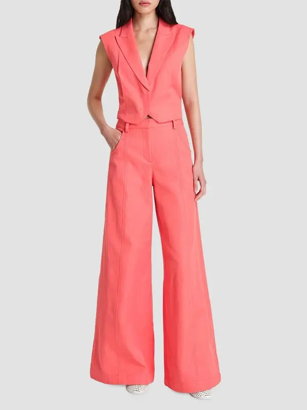 TWP Katie Linen-blend Tailored Vest - Red