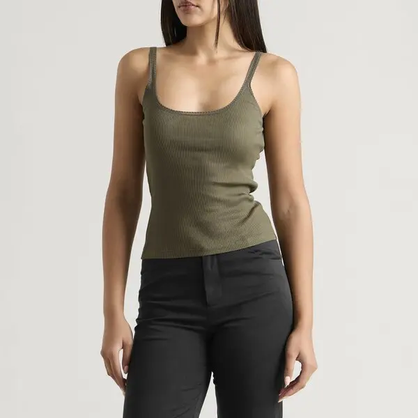 FRUITY BOOTY Intimo Lace Trim Tank Top - Grey