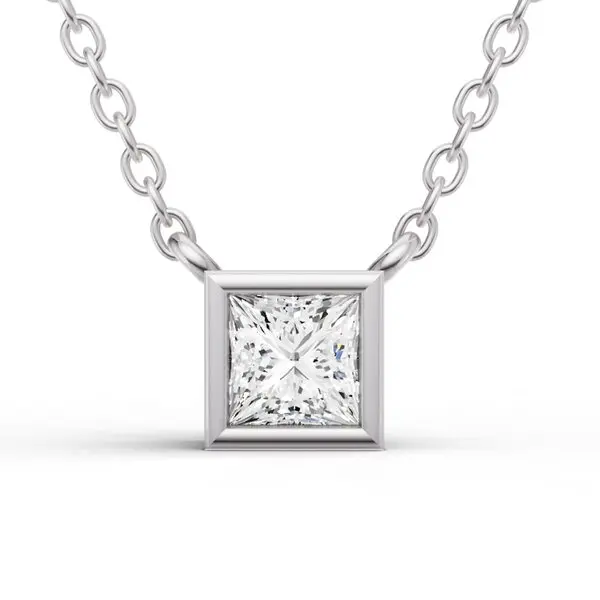 SEREIA OFFICIAL 14k Gold 0.75 Ct Lab-grown Princess Diamond Bezel Pendant White Gold - Silver