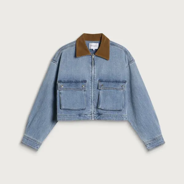 Good American Denim Swing Cropped Jacket