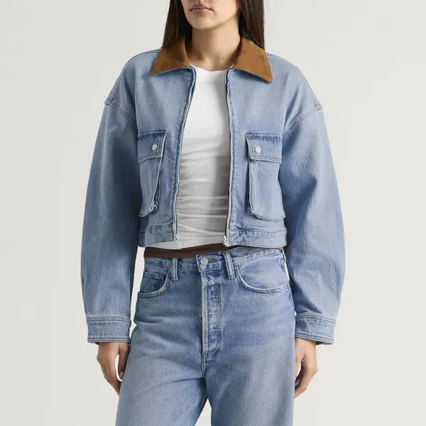 Good American Denim Swing Cropped Jacket
