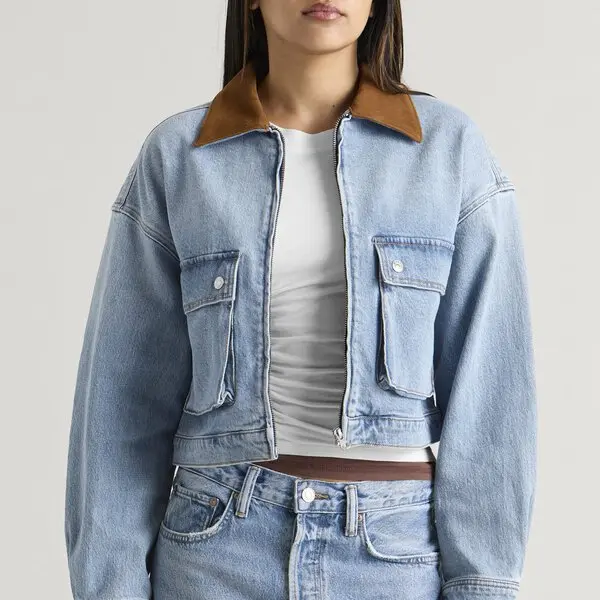 Good American Denim Swing Cropped Jacket