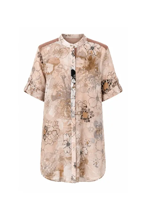 CONQUISTA Botanical Breeze Longline Shirt
