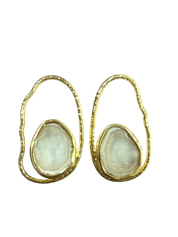 MAGPIE ROSE Cream Rock Drops Earrings