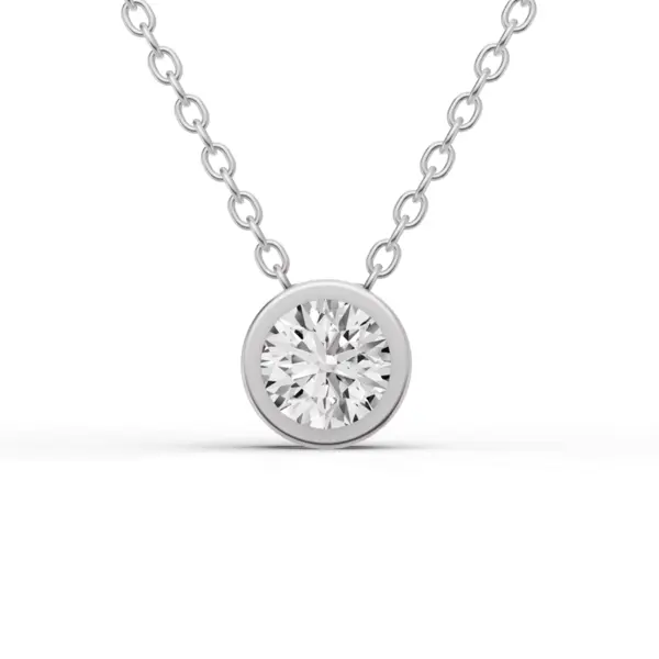 SEREIA OFFICIAL 14k Gold 0.75 Ct Round Bezel Pass-thru Pendant White Gold - Silver