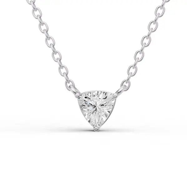 SEREIA OFFICIAL 14k Gold 0.75 Ct Lab Grown Trillion Shape Diamond Pendant White Gold - Silver
