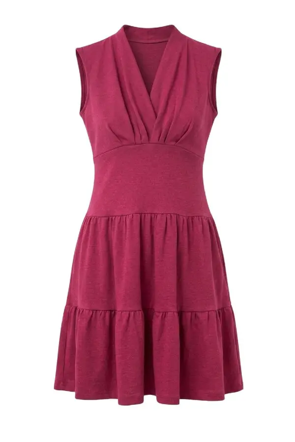 CONQUISTA Berry Breeze Sleeveless Tiered Jersey Dress