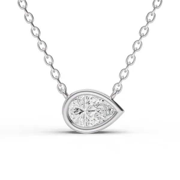 SEREIA OFFICIAL 14k Gold 0.75 Ct Lab-grown Pear Diamond Bezel Solitaire Pendant White Gold - Silver