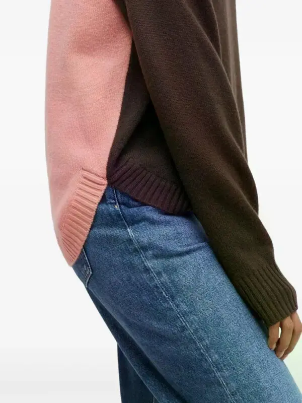 Chinti & Parker Colour-block Curved-hem Sweater - Brown