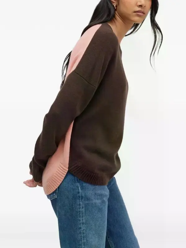 Chinti & Parker Colour-block Curved-hem Sweater - Brown