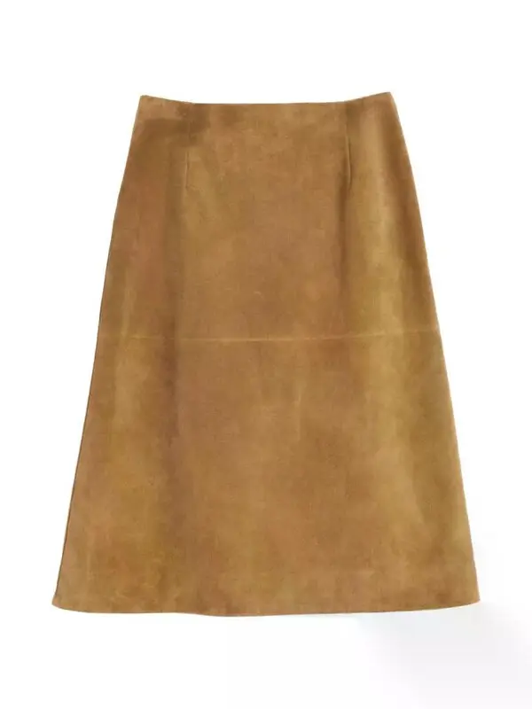 JIL SANDER Suede A-line Skirt - Brown