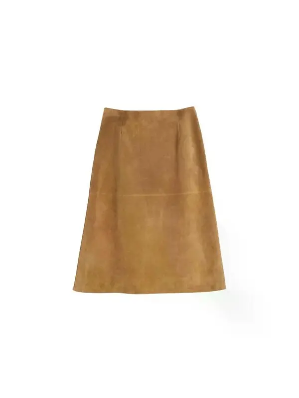 JIL SANDER Suede A-line Skirt - Brown