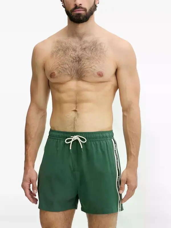 EA7 Logo Series Swim Trunks With Logo Tape - Green