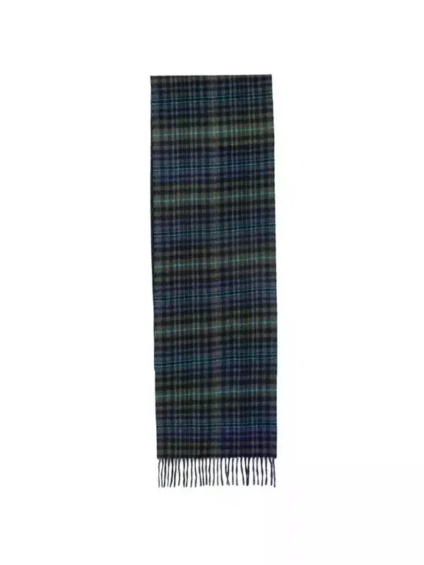 Paul Smith Check-pattern Fringed Scarf - Blue