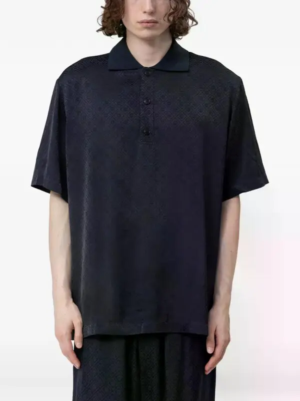 Casablanca Monogram-knit Polo Shirt - Blue