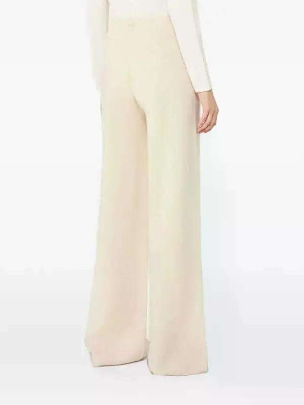 Max Mara Wide Wool And Cashmere Yarn Trousers Beige