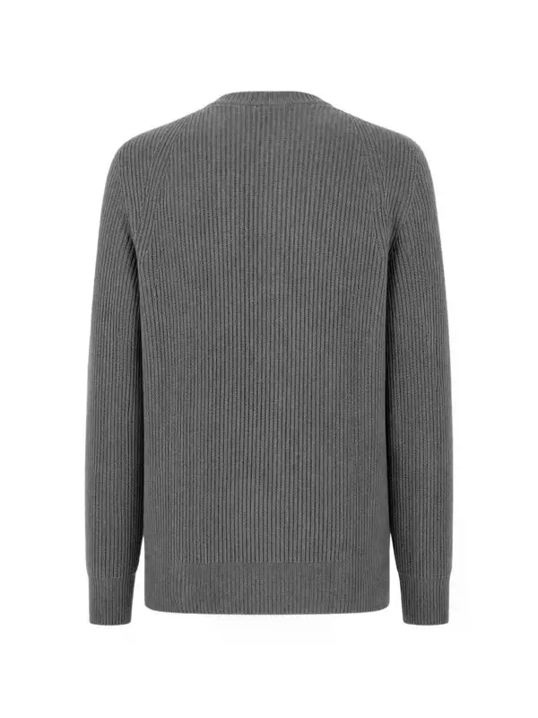 AMARANTO Henley-neck Ribbed-knit Sweater
