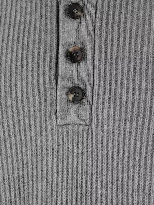 AMARANTO Henley-neck Ribbed-knit Sweater