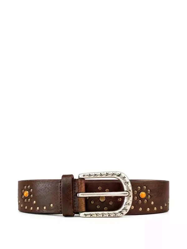 Anderson's Stud-embellished Leather Belt - Brown