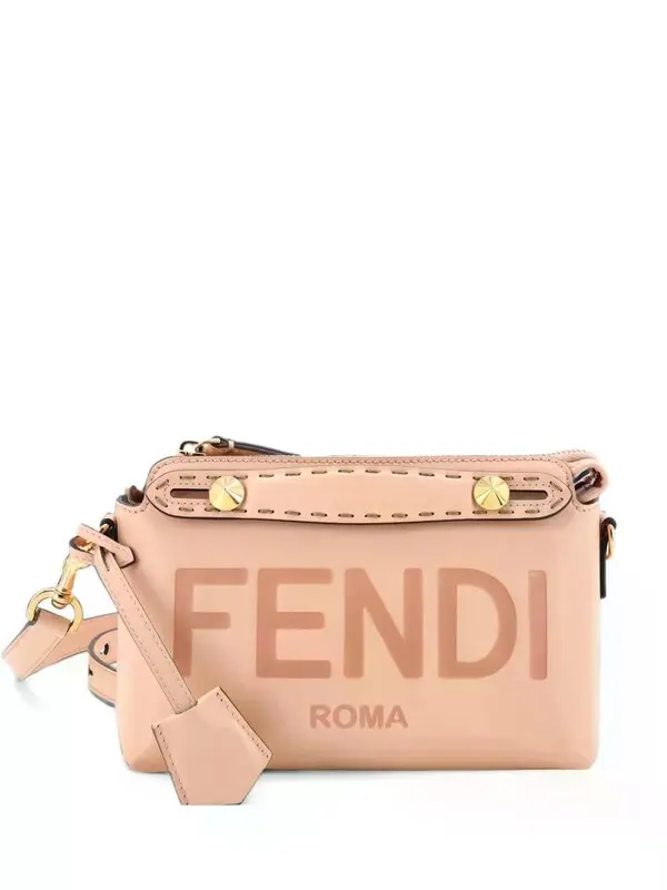 Fendi Logo The Way Embossed Leather Mini Satchel