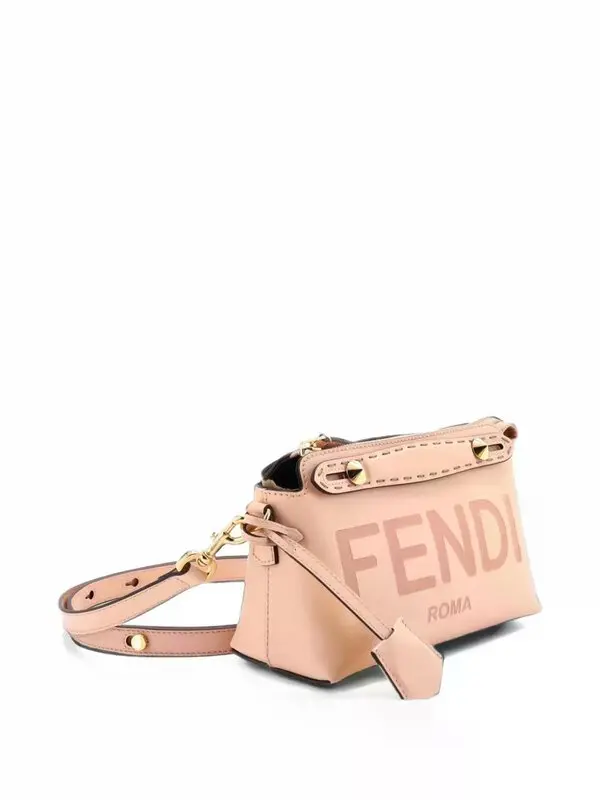 Fendi Logo The Way Embossed Leather Mini Satchel