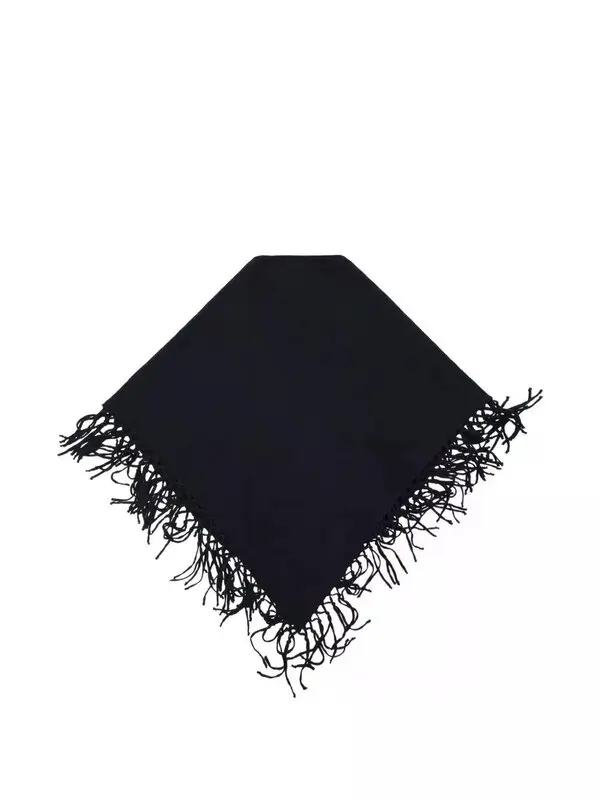 Max Mara Fringed Wool Shawl Navy - Black