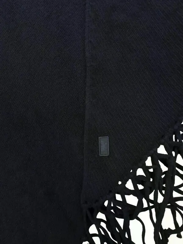 Max Mara Fringed Wool Shawl Navy