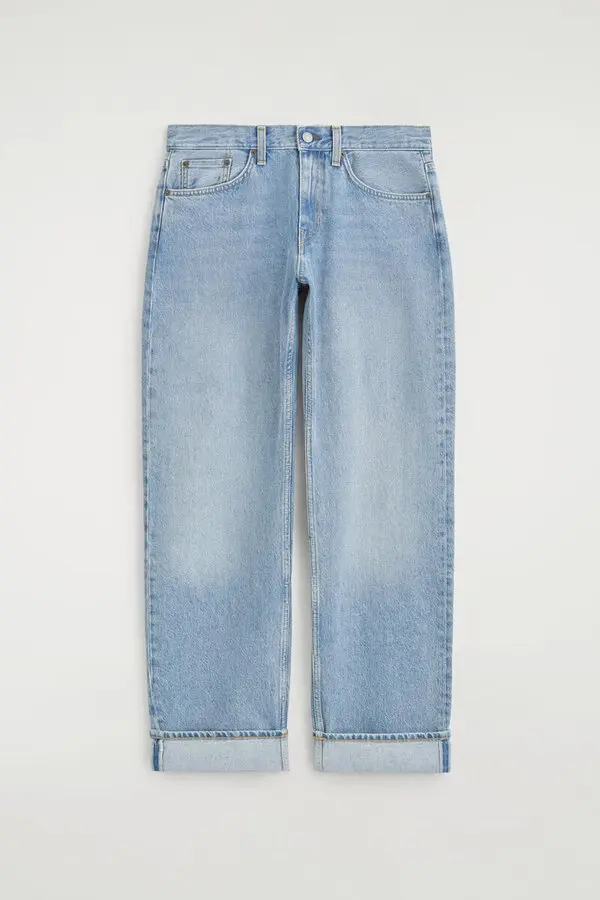 Cos Folded Curved-leg Turn-up Jeans - Blue