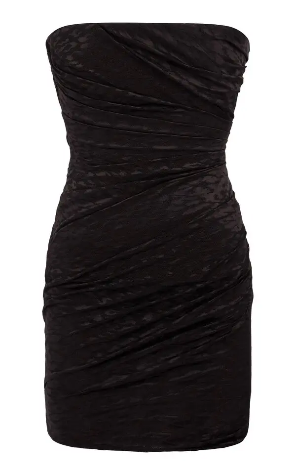 Alex Perry Tucked Leopard Lace Mini Dress