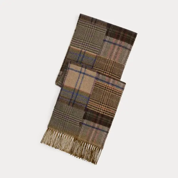 Ralph Lauren Patchwork Plaid Wool-blend Scarf - Camel Multi