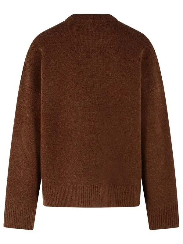 AMI Paris De Cœur' Chocolate Alpaca And Ecru Sweater
