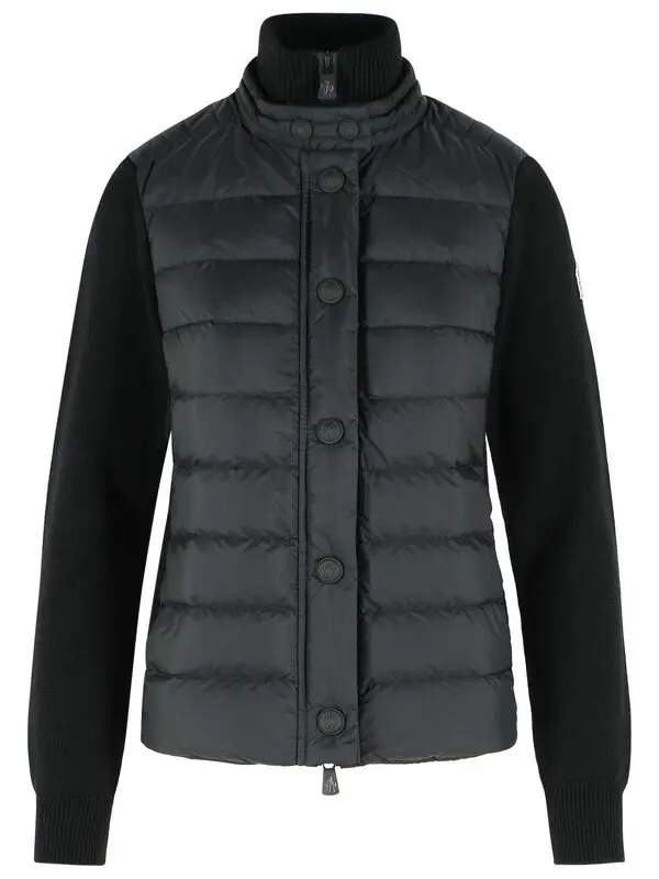 Moncler Virgin Wool Blend Padded Cardigan - Black