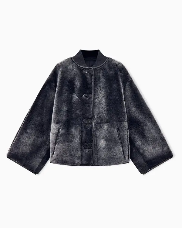 Giorgio Armani Blouson Jacket Reversible In Shearling With Knitted Collar