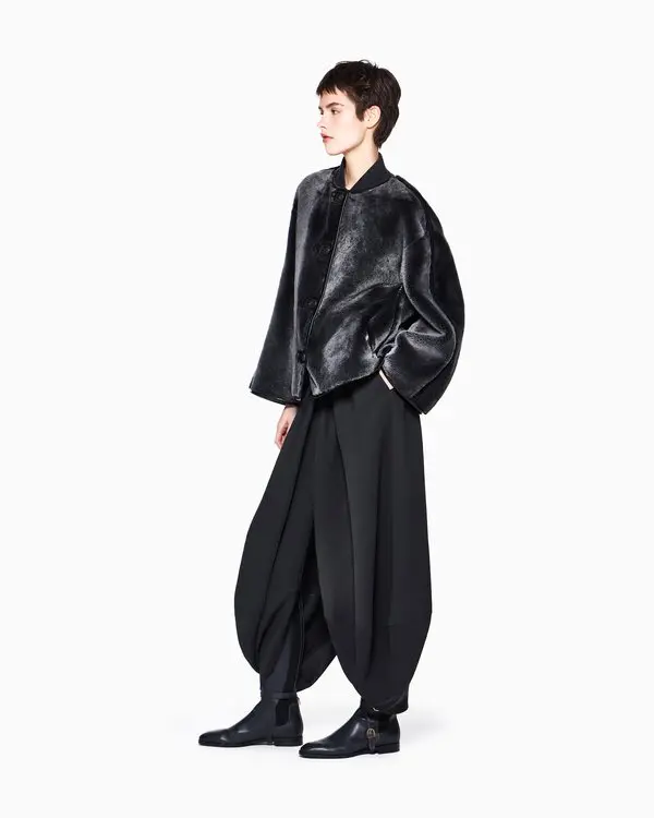 Giorgio Armani Blouson Jacket Reversible In Shearling With Knitted Collar