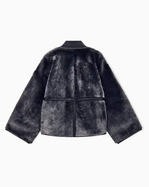 Giorgio Armani Blouson Jacket Reversible In Shearling With Knitted Collar