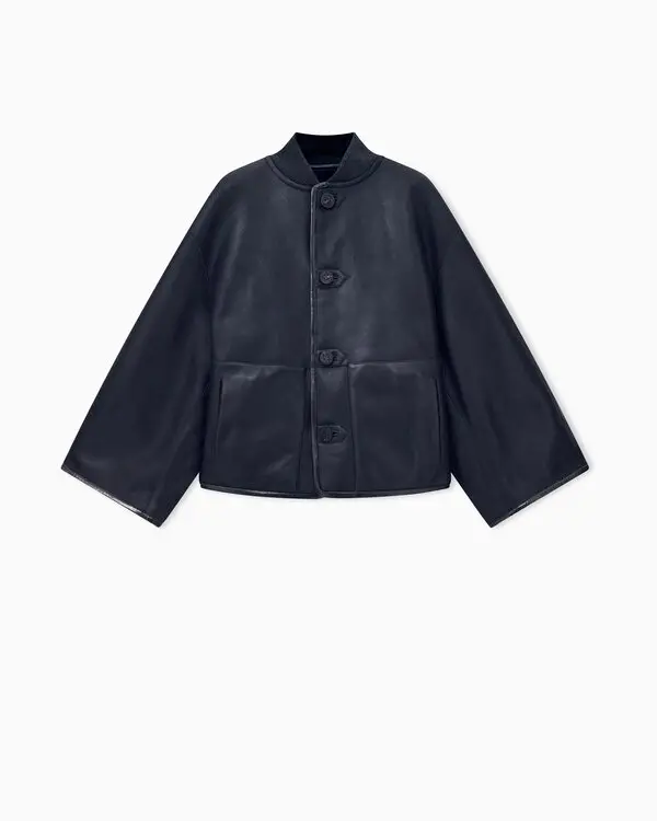 Giorgio Armani Blouson Jacket Reversible In Shearling With Knitted Collar