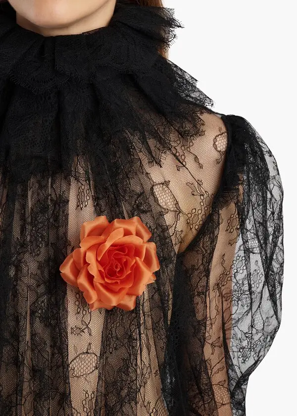 Khaite Frankie Floral Brooch - Orange