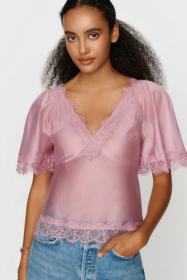 BY ANTHROPOLOGIE Silken Lace Blouse
