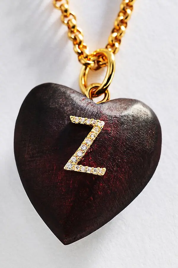 Timeless Pearly Wood Itial Pendant Necklace - Z