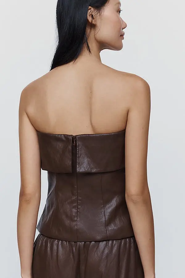 Avec Les Filles Faux Leather Strapless Top
