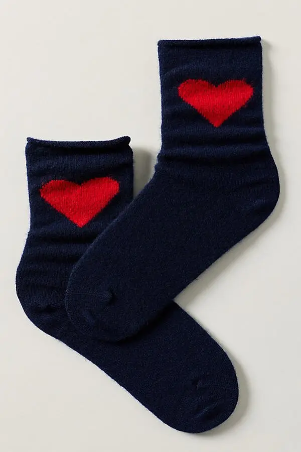 Anthropologie Love Cashmere Blend Crew Socks - Navy