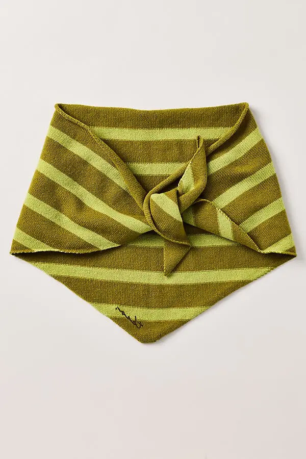 TBCO 100% Mero Wool Striped Triangle Scarf - Green
