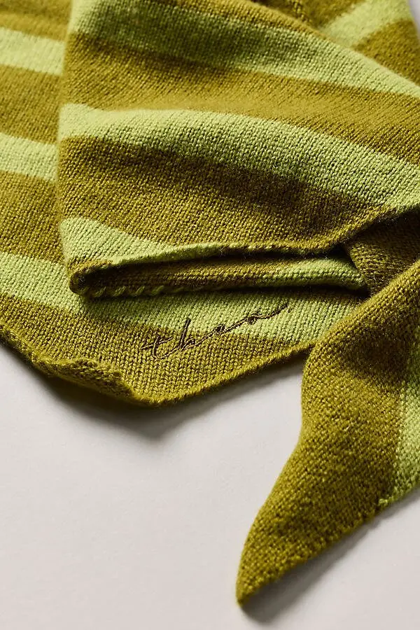 TBCO 100% Mero Wool Striped Triangle Scarf - Green