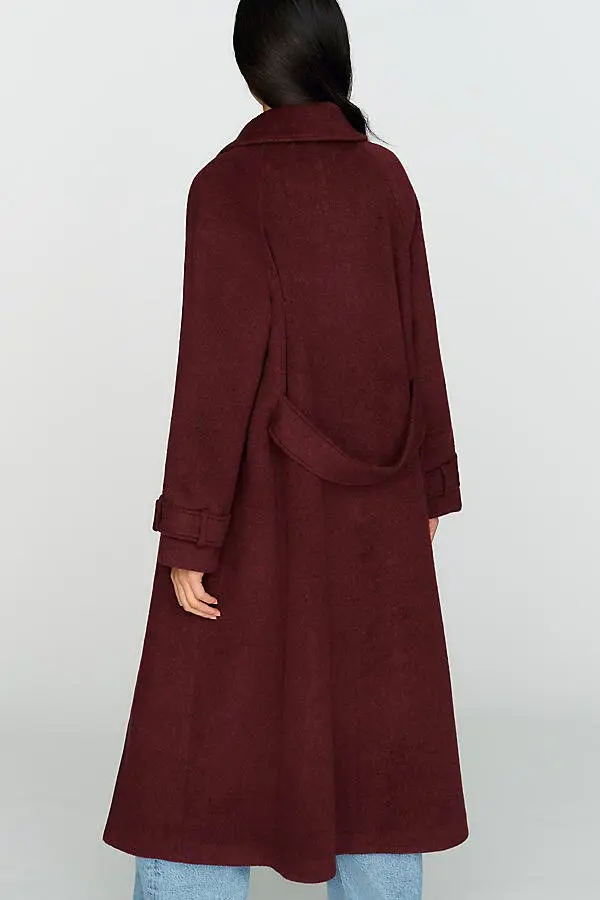 Bernardo Wool Blend Funnel Neck Coat Jacket - Dark Red