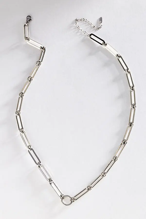 Anthropologie Paperclip Cha Necklace - Silver