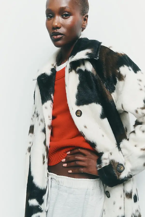 Bernardo Animal Prt Faux Fur Coat Jacket