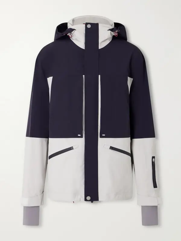 Brunello Cucinelli Hooded Two-tone Stretch Jersey-trimmed Shell Ski Jacket - Blue